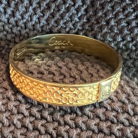 Coach | Jewelry | Coach Textured Gold Bangle | Poshmark